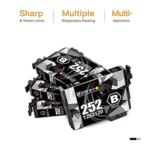 E-Z Ink (TM Remanufactured Ink Cartridge Replacement for Epson 252 T252 T252120 to use with Workforce WF-7110 WF-7710 WF-7720 WF-3640 WF-3620 Standard Capacity (4 Black) 4 Pack