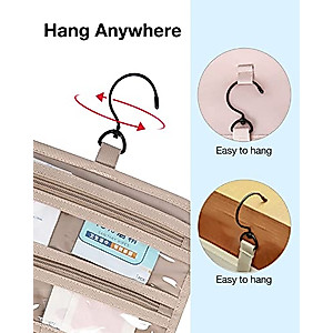 BAGSMART Toiletry Bag Hanging Travel Makeup Organizer with TSA Approved Transparent Cosmetic Bag Makeup Bag for Full Sized Toiletries (Blue, Large)