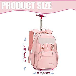 ZBAOGTW Rolling Backpack for Girls Backpack with Wheels Wheeled Backpack Set Trolly Roller Bookbag Kids Luggage for Elementary Preschool