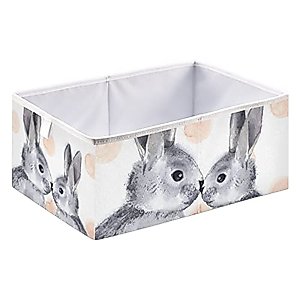 Easter Watercolor Rabbits Storage Basket Storage Bin Rectangular Collapsible Storage Cubes Empty Gift Baskets Organizer for Home Office Dorm Shelf
