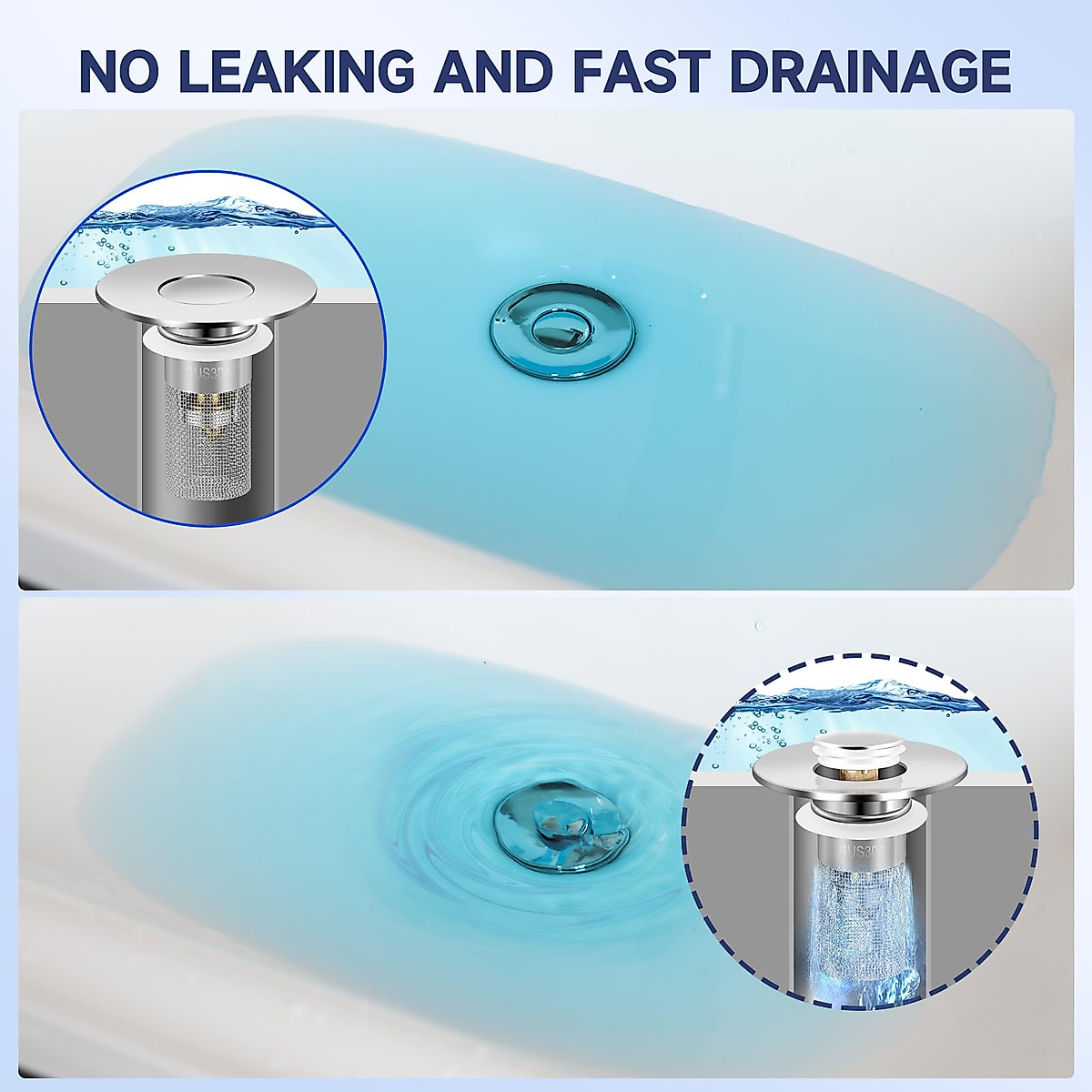 Bathroom Sink Drain Strainer, 2 in 1 Pop Up Bathroom Sink Stopper with Hair Catcher Basket, Universal Wash Basin Drain Stopper for 1~1.5 Inch Drain Holes, Sink Drain Filter Anti-Clogging