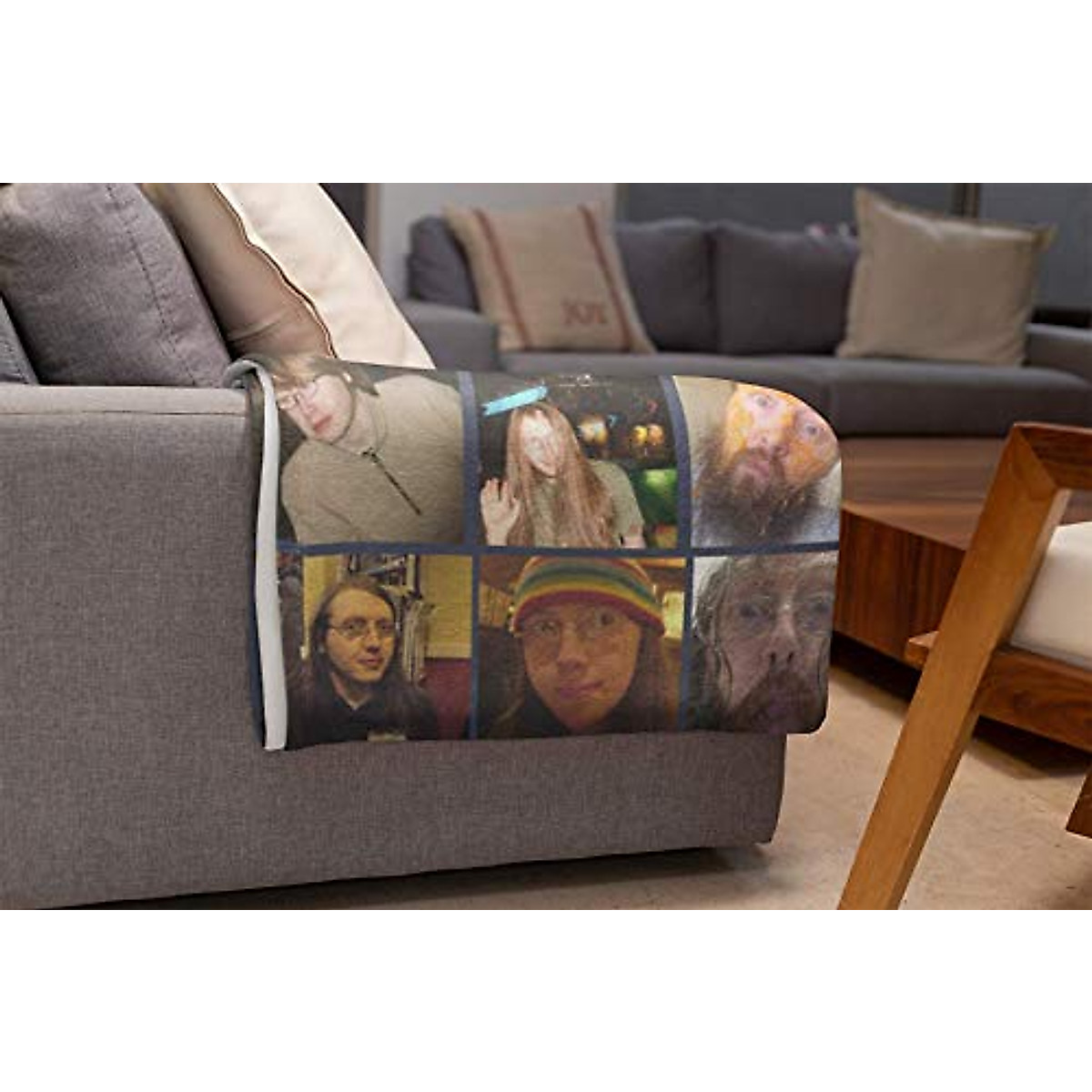 Personalized Name Blanket for Grandma, Custom Blanket with Name and Photo Collages, Throw Blanket Adult Baby Fleece Unique, Gift for Daughter, Son, Couples Anniversary, Blankets for Family Birthday