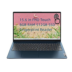 Lenovo Ideapad 5i 15.6" FHD (1920 x 1080) IPS Touch Fingerprint Reader Laptop, Intel Core i5-1135G7 Quad Core 11th Gen. up to 2.4 GHz, 8GB RAM,512GB SSD, Bluetooth, HDMI, Win 11 Home, Blue, EAT Cloth