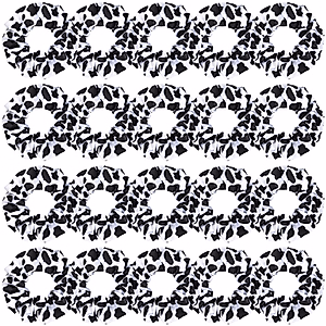 20 Pieces Cow Print Scrunchies Cow Hair Scrunchies Woman Scrunchy Hair Ties Elastic Silk Satin Scrunchies Hairband Scrunchy Ponytail Holder for Player Team Party Hair Accessories(Black)