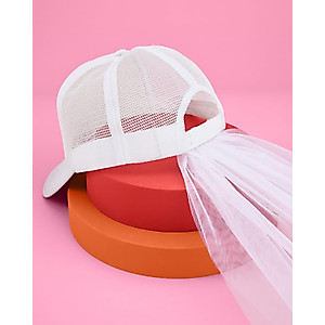 xo, Fetti Bachelorette Bride White Trucker Hat - Detachable Veil | Bach Party Decorations, Pearl Bride to Be Head Accessory, Bridesmaid Gift, Engagement Party Supplies, Cute Garden Party Cap