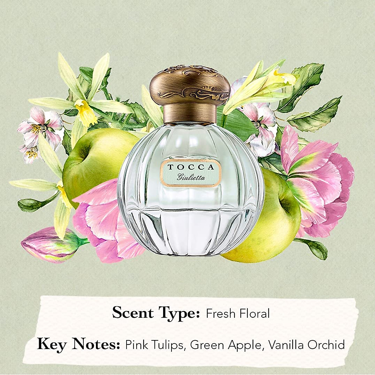 Tocca Giulietta Eau de Parfum, 1.7 Fl Oz (50ml) - Fresh Floral Perfume with Notes of Pink Tulips, Green Apple and Vanilla Orchid