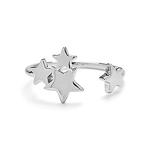 Pura Vida Silver-Plated Starlight Ring - Adjustable Ends, Brass Base, Rhodium Plating - Size 6