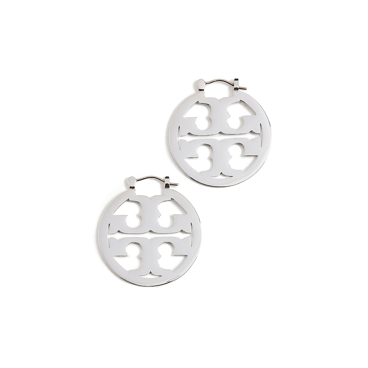 Tory Burch Women's Small Miller Hoop Earrings, Tory Silver, One Size