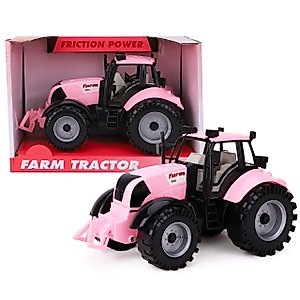 Toyland® Friction Powered Farm Tractor with Opening Bonnet (Pink)