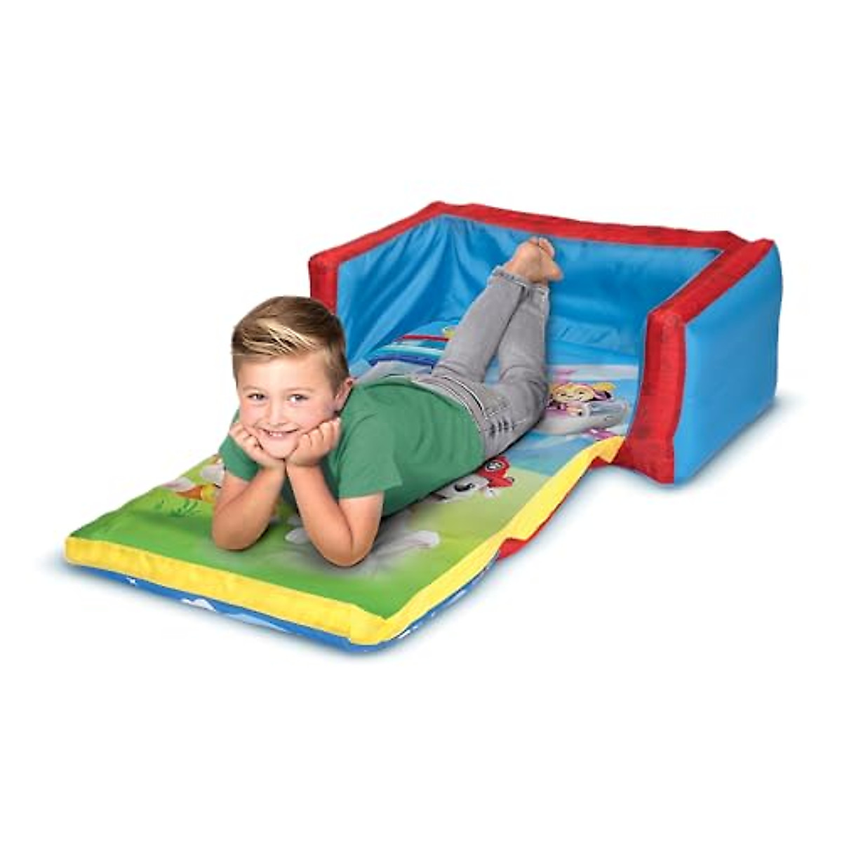 Paw Patrol Kids Sofa Bed, Children 2-in-1 Flip Open Inflatable Comfy Couch to Lounger, Toddler Nap Mat, Over 4ft Long