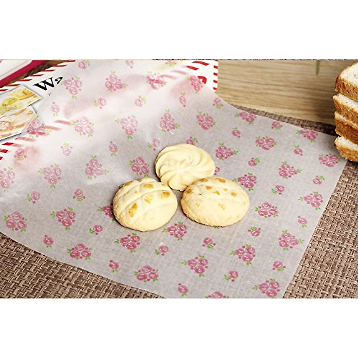 Wax Paper,Food Picnic Paper,50 sheets Grease Proof Paper,Waterproof Dry Hamburger Paper Liners Wrapping Tissue for Plastic Food Basket By Meleg Otthon(floral pattern)