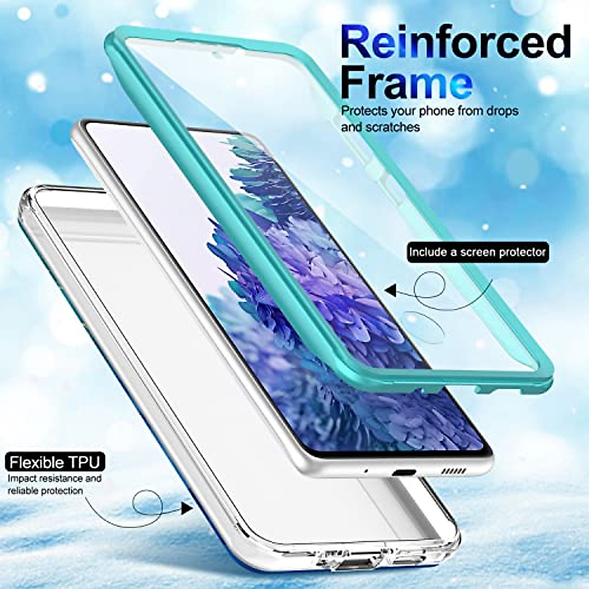 SEXYMOM for Samsung Galaxy S20 FE Case with Screen Protector,Durable Cover with Fashion Designs for Women Girls,Slim Fit Protective Phone Case for Galaxy S20 FE Royal Blue Gold Marble