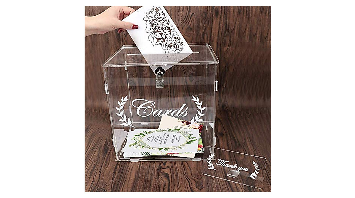 OurWarm Clear Wedding Card Box with Lock - Durable Gift Box