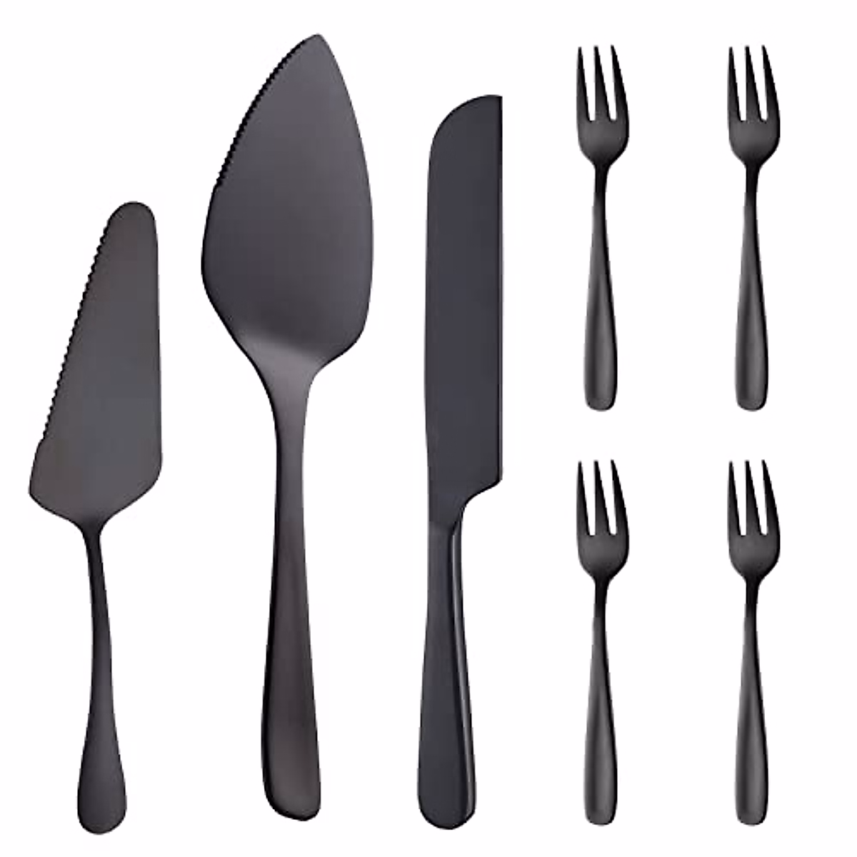 TUPMFG Wedding Cake Cutting Set: Cake Knife and Server Set Stainless Steel Cake Knife Cake Shovel Dessert Fork Sets for Wedding Birthday Parties & Events Black