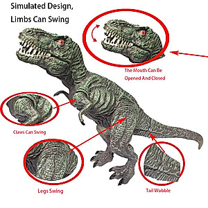 E EAKSON Dinosaur Toys for Kids and Boys Realistic Action Figures Educational,with Movable Jaws,Including T-Rex, Velociraptor Etc,14 Pcs, 6 to 10 Inches-Gift for Kids 3-7 Years Old