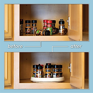 Homeries Lazy Susan Turntable (12 Inches) - Single Round Rotating Kitchen Spice Organizer for Cabinets, Pantry, Bathroom, Refrigerator - Non-Skid Surface & Rimmed Edge 2 Pack