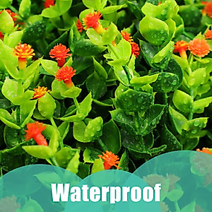 Edvision 9 Bundles Artificial Flowers, Outdoor UV Resistant Fake Flowers No Fade Artificial Plants for Indoor Outside Hanging Planter Window Box Garden Porch Patio Yard Home Wedding Decor (Orange)