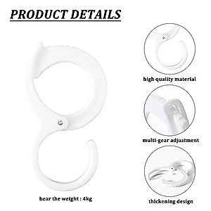 FuninCrea 4 Pack S-Shaped Hooks Table Edge Hook Heavy Duty Closet Hook Multifunctional Adjustable S Shaped Hooks Anti-Drop for Table Edge, Wardrobe, Garden, Kitchen, Balcony, Living Room (4)