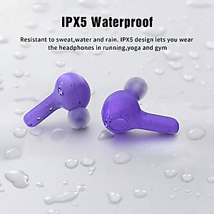Wireless Earbuds,Bluetooth Earphones Stereo Earphone Bluetooth in-Ear Earphones with Built-in Mic for Smart Phones (Purple)