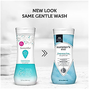 Summer’s Eve Fragrance Free Gentle Daily Feminine Wash, pH Balanced, 15 fl oz .Package may vary (Pack of 1)
