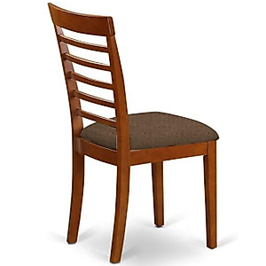 East West Furniture DLML3-SBR-C 3 Piece Set Contains a Round Dining Room Table with Dropleaf and 2 Linen Fabric Upholstered Kitchen Chairs, 42x42 Inch, Saddle Brown