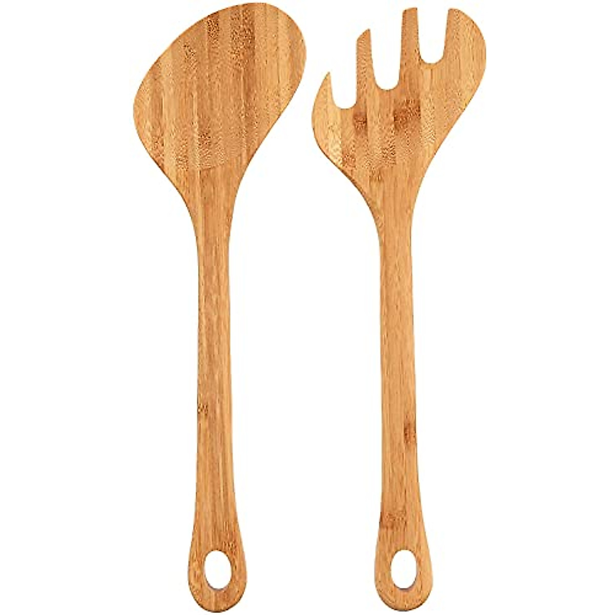 Lipper International Bamboo Wood Salad Bowls with Server Utensils, 7-Piece Set, Assorted Sizes