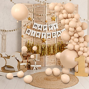 RUBFAC 116pcs Nude Balloons Different Sizes Beige Balloons Pack of 36 18 12 10 5 Inch for Garland Arch Retro Apricot Extra Large Balloons for Birthday Baby Showers Wedding Party Decoration