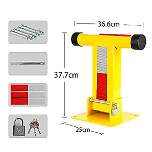 Heavy Duty Foldable Parking Space Lock 37.7Cm Steel Parking Barrier Safety Barrier Double Lock Manual Parking Blocker Durable with Screws & Padlock