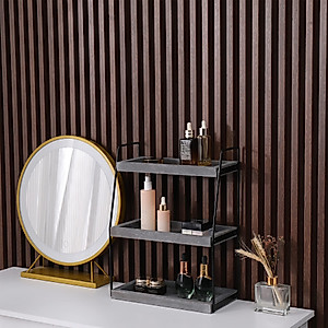 3-Tier Wood Storage Organizer for Restroom ＆ Kitchen ＆ Coffee Bar, Bathroom Sink Organizer Countertop, Bathroom Vanity Counter Top Organizers, Spice, Skincare, Perfume Rack, Detachable - Black