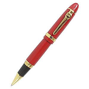 Gullor Heavy Big Rollerball Pen 159, Gold Trim, Black Ink(0.7mm), Red