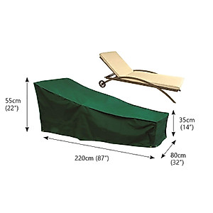 Bosmere Weatherproof Lounge Chair Cover, 76" Long x 34" Wide x 35" High at Back, Green