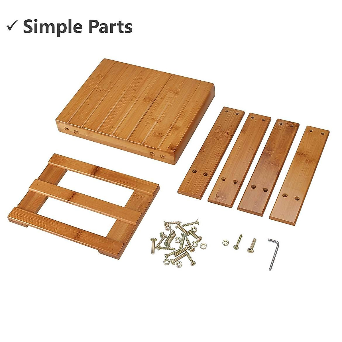 ASelected Bamboo Shower Bench Stool, 10 inch Wooden Foot Step Stool for Bathroom Bedroom Kitchen Mudroom Foyer Entryway Shoe Bench