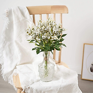 Houele - 6 Pcs Artificial White Flowers, Artificial Plants & Flowers, Long Stem Plastic Flowers for Home Hotel Office Wedding Party Garden Decor