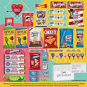 Gift A Snack - Mothers Day Snack Box Variety Pack Care Package + Greeting Card (40 Count) Sweet Treats Gift Basket, Candies Chips Crackers Bars, Crave Food Assortment