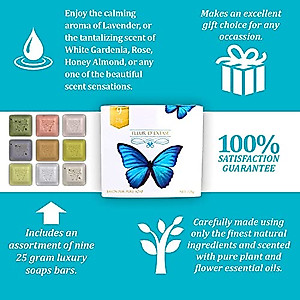 FLEUR D' EXTASE (Ecstacy Soap Gift Set With 9 x 25 Gram Bars Of Guest Soaps - All Natural (9 Soaps Gift Set)