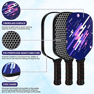 PLIOSAUR Pickleball Paddles, Fiberglass Pickleball Set, Lightweight Pickle Ball Rackets 2 Pack with 4 Pickle Ball, 2 Grip Tapes and 1 Carry Bag, Pickleball Paddle Set Gifts for Men Women Beginners