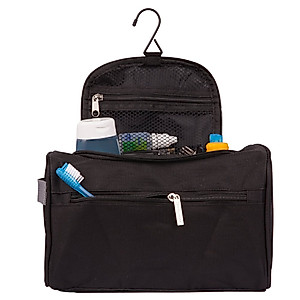 TravelMore Hanging Travel Toiletry Bag Organizer & Bathroom Hygiene Dopp Kit with Hook for Traveling Accessories Toiletries Bathroom Shaving & Makeup for Men and Woman - Black