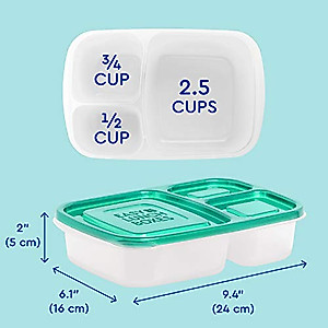 EasyLunchboxes® - Bento Lunch Boxes - Reusable 3-Compartment Food Containers for School, Work, and Travel, Set of 4 (Brights)