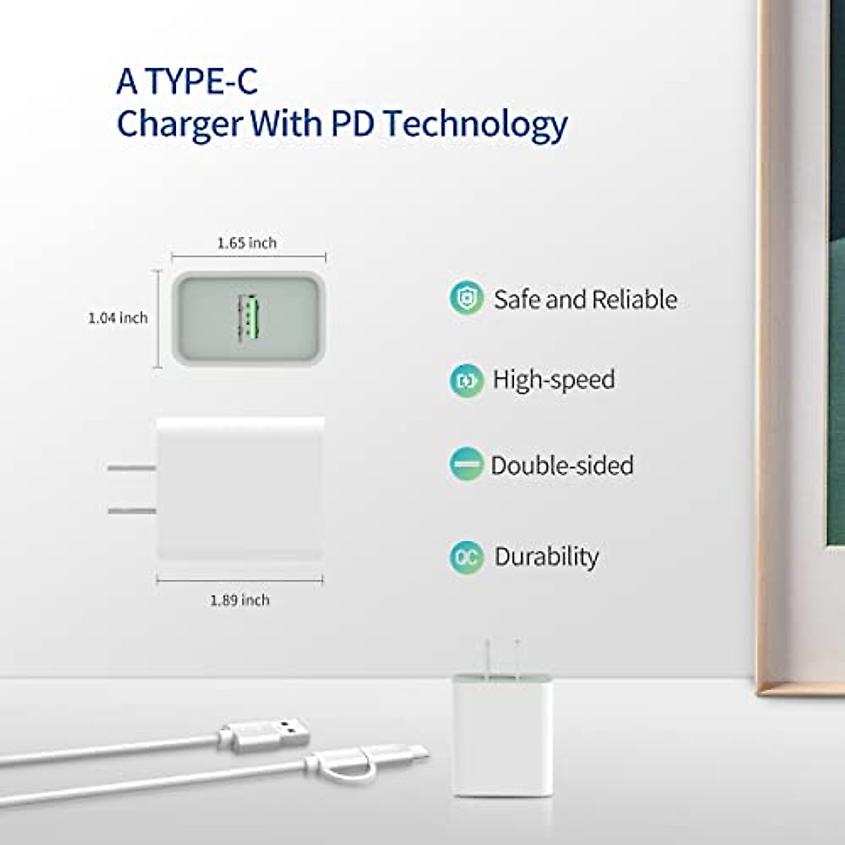 18W Quick 3.0 Fast Wall Charger Fit for All Android Phone Power Cord Adapter