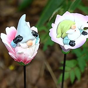 TZSSP Outdoor Statue Garden Stake Water Proof Metal Flower Stick Gnome Statue Décor for Lawn Yard Patio,4 PCS