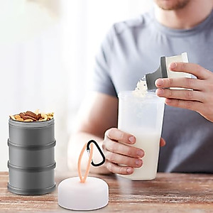 Bakpoco 2 Pack Protein Powder Storage Container, 4 Layer Stackable Leak-proof Formula Dispenser, Portable Travel Fitness Workout Protein Powder Container (Black & White)