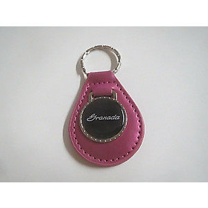 1975 1976 1977 1978 1979 1980 1981 1982 GRANADA SCRIPT LOGO LEATHER KEYCHAIN - MAGENTA