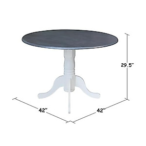 IC International Concepts 42" Dual Drop Leaf Dining 2 Table and chairs, Onesize, White/Heather Gray