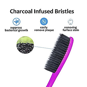 EasyHonor Huge Head Toothbrush, Medium Soft Toothbrush for Adult, Charcoal Toothbrush (Charcoal Bristles,8 Packs).