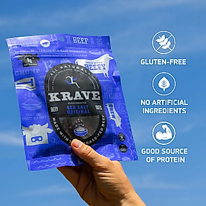 KRAVE All Natural Beef Jerky and Pork Jerky Variety Flavors - Protein Packed Snacks Roasted for Maximum Flavor - Gluten Free - 2.7 Ounce (Pack of 4)