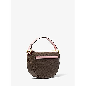 Michael Kors Emilia Half Moon Medium Logo Shoulder Bag Crossbody Brown Powder Blush