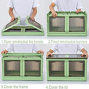 Stackable Storage Bins with Lids and Wheels, Stackable and Sturdy, Collapsible Plastic Storage Containers, Functional Folding Storage Box, Bedroom, Living Room, Study Room, Toy Room