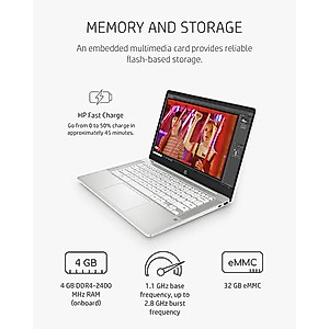 HP Chromebook 14 Laptop, Intel Celeron Processor, 4 GB RAM, 32 GB eMMC, 14” FHD (1920 x 1080) Chrome OS, Webcam & Dual Mics, Work, Entertainment, School, Long Battery Life (14a-na0170nr, 2021)