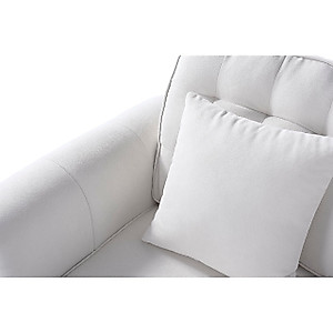 LCH Chesterfield, 86.6” Flare Sofa, Tufted 3 Seater Furniture, Velvet Couch with Scroll Arms and Nailhead for Living Room, Bedroom, Office, Apartment (Beige)