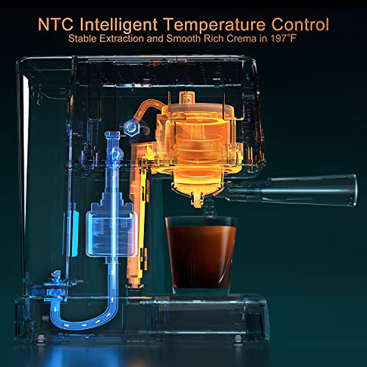 Kwister Espresso Machine 20 Bar Espresso Coffee Maker Cappuccino Machine with Milk Frother, Coffee Machine with Digital Touch Panel, 50 OZ Removable Water Tank, Stainless Steel